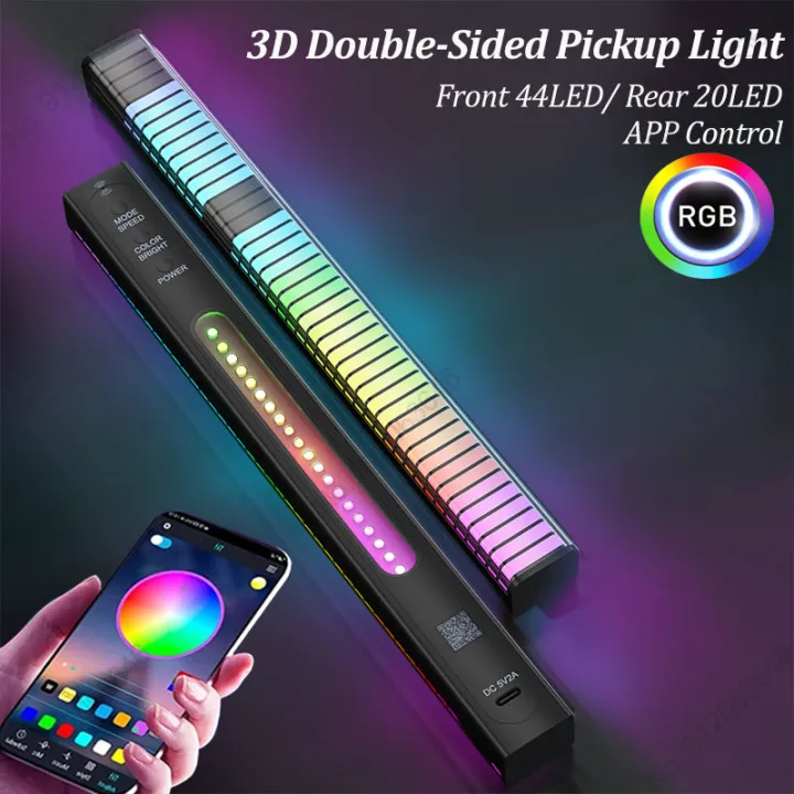 Rgb Sound Control Led Lights 3d Double Sided Pickup Rhythm Ambient Lamp ...