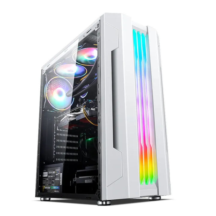 Ruix twlight white gaming casing with RGB Fantech CG2 | Daraz.lk