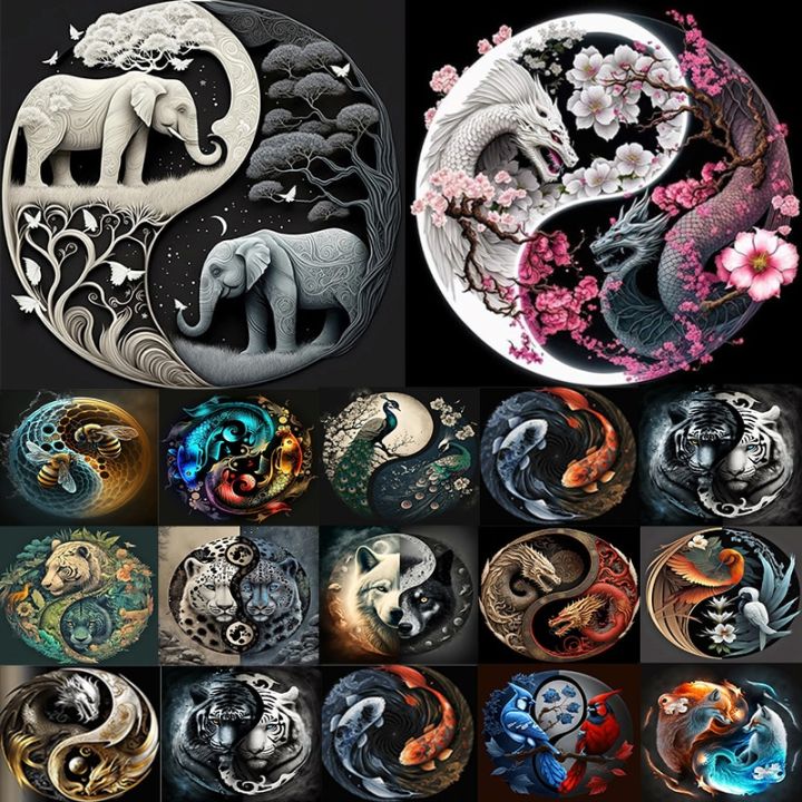 5D DIY Tai Chi Animal Full Round Drill Diamond Painting Elephant Kit ...
