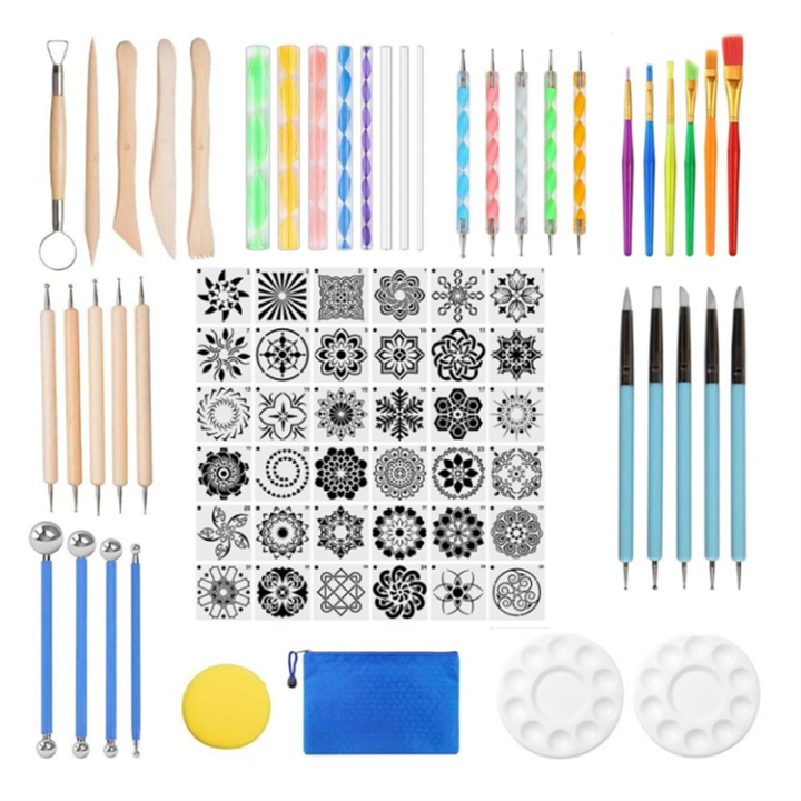 Mandala Dotting Tools, 78Pcs Mandalas Painting Stencil Kits Pen Dotting ...