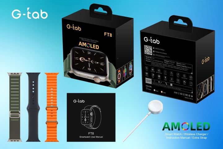 G-TAB Smart Watch FT8 Amoled 2.02 Inch Smart Call Watch Full Touch ...
