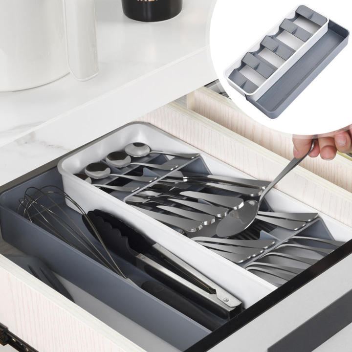 Kitchen Cutlery Storage Box Plastic Tray Appliance Drawer Storage Rack ...