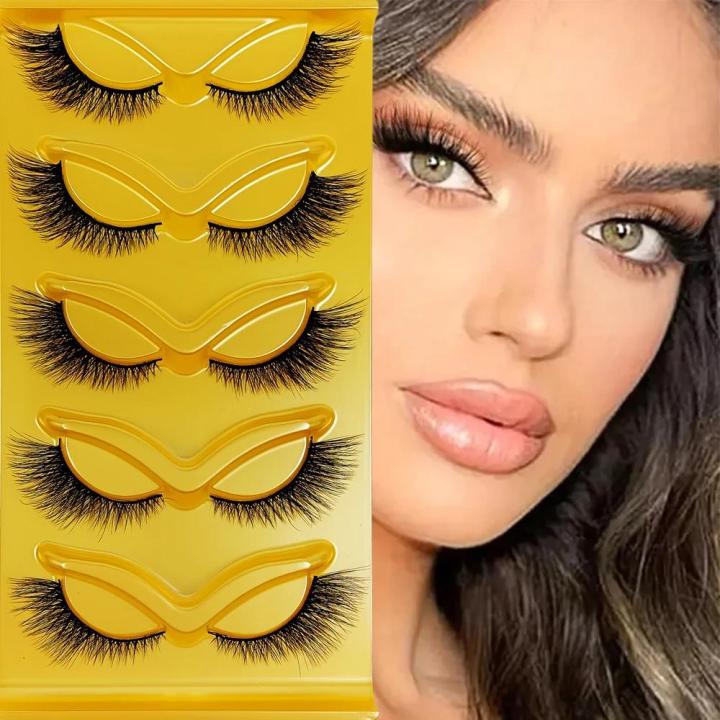 5 Pairs Cat Eye False Eyelashes Eye End Lengthening Long Curling Thick ...