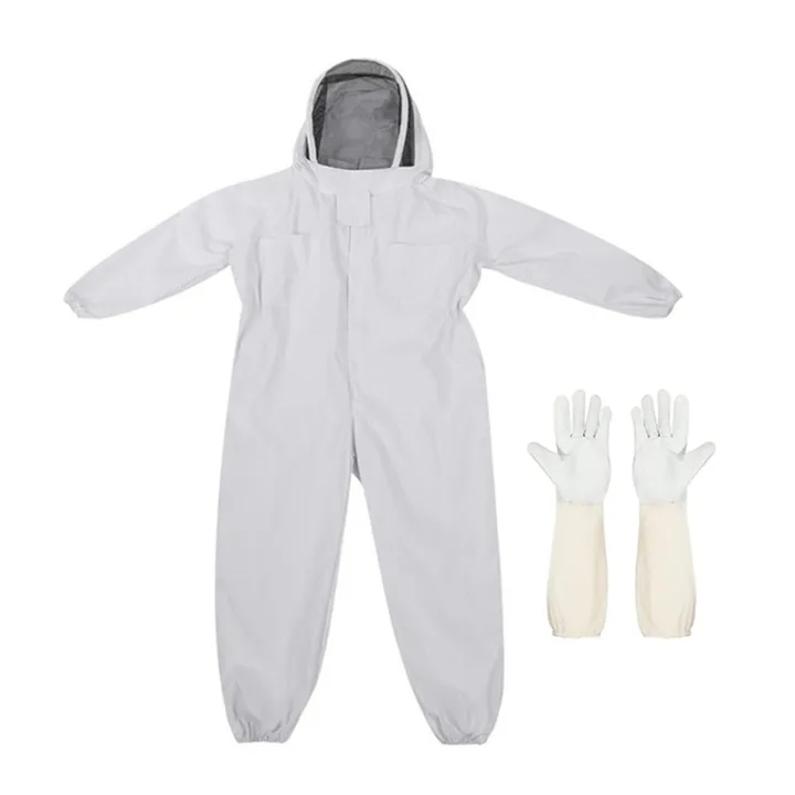 Bee Suit for Men Women Bee Protective Clothing White ,with Veil Hood ...
