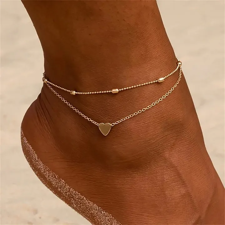 Fashion Summer Beach Feet Chain Women Heart shaped Design Elliptical ...