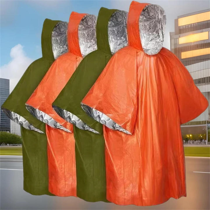 Waterproof Emergency Raincoat Heat Reflective Survival Poncho Compact ...
