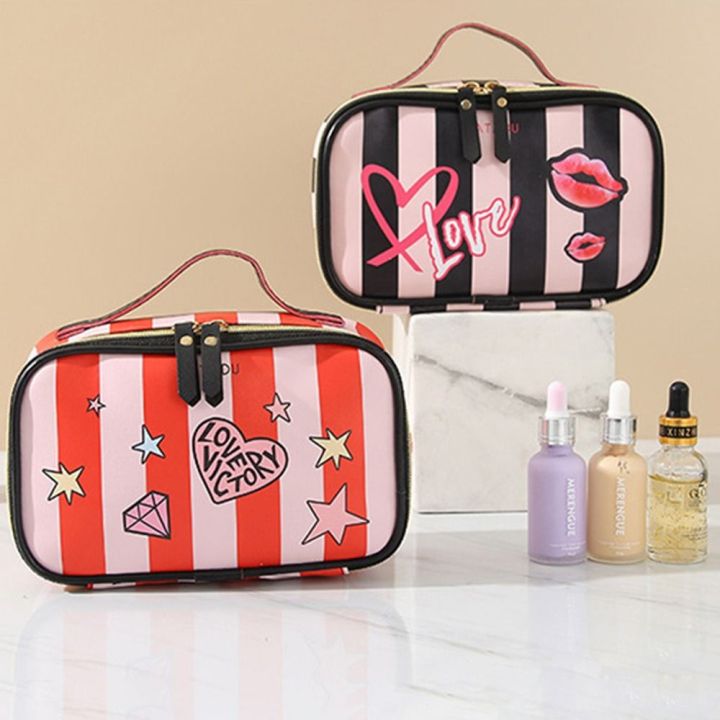 Portable Handbag PU Leather Travel Toiletry Storage Bag Women Cosmetic ...