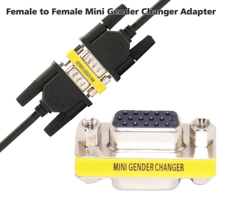 VGA Joiner Female to Female Coupler Gender Changer Cable Extender 15 ...