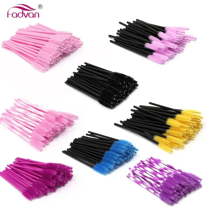 50 Pcs/Set Six Colors Disposable Mascara Wands Mini Lashes Brushes ...