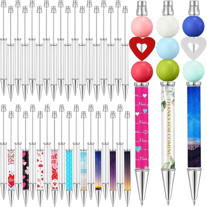 Sublimation Beaded Ballpoint Pens Metallic Black Ink Pens DIY Heat ...