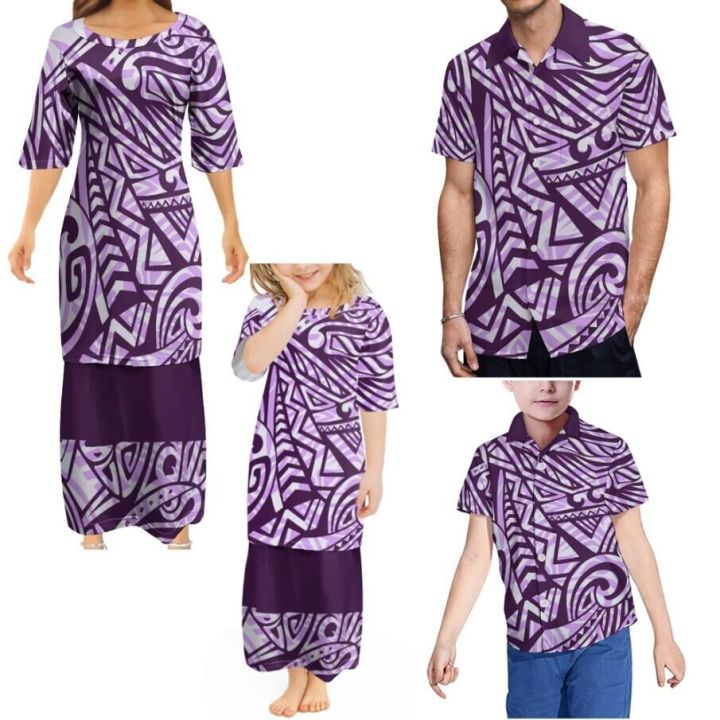 Polynesia Samoa Puletasi Dad Mom Baby Boys Girls Clothes Father Son ...