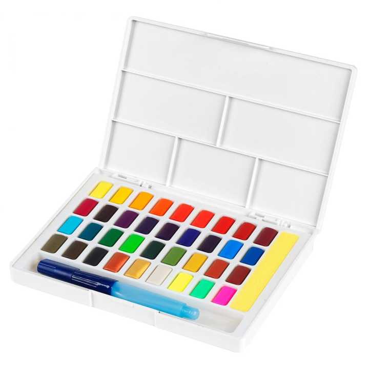 Art Rangers Solid Watercolor Paints Set 36 colours with 2 Water ...