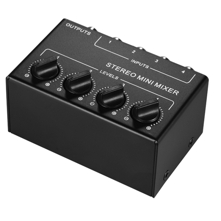 Mini Stereo Audio Mixer 4-Channel Passive Design Microphone Support 1 ...