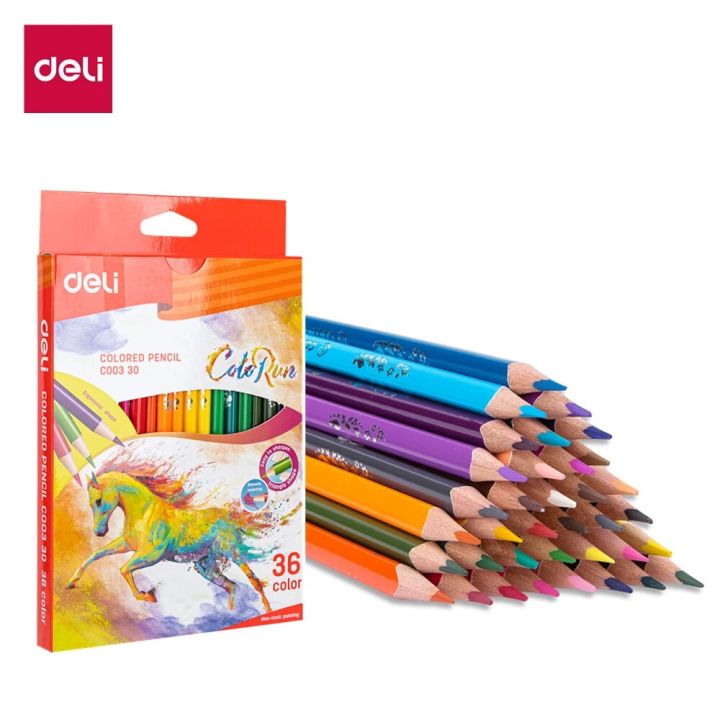 Deli Colored Pencil 12 / 18 / 24 / 36 Colors Art Painting Drawing Wood ...