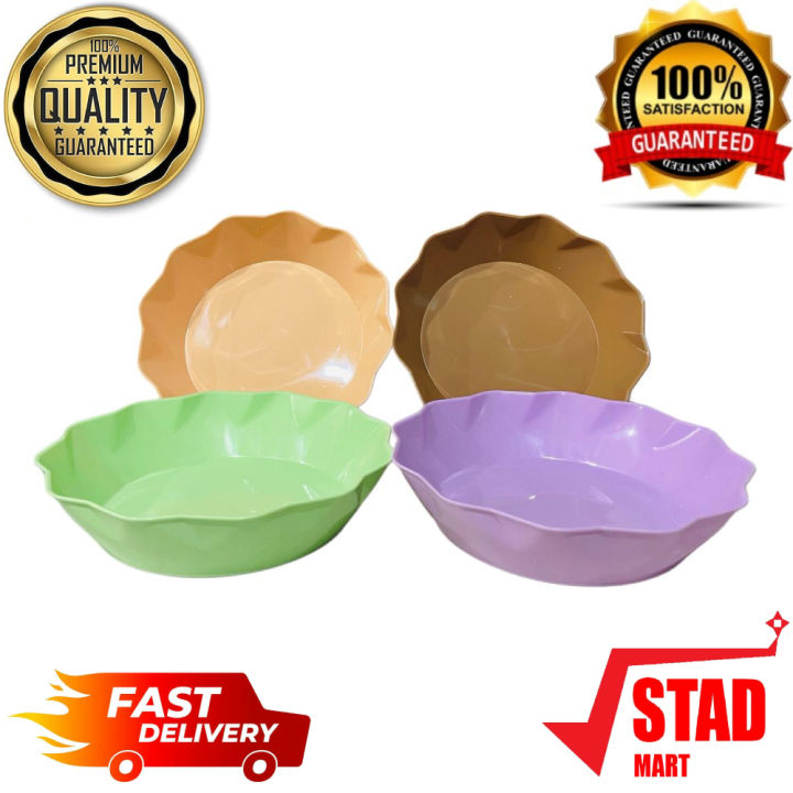 1Pc Elegant Plastic Round fruit,snacks,curry Serving Plate 1.5 Ltr made ...