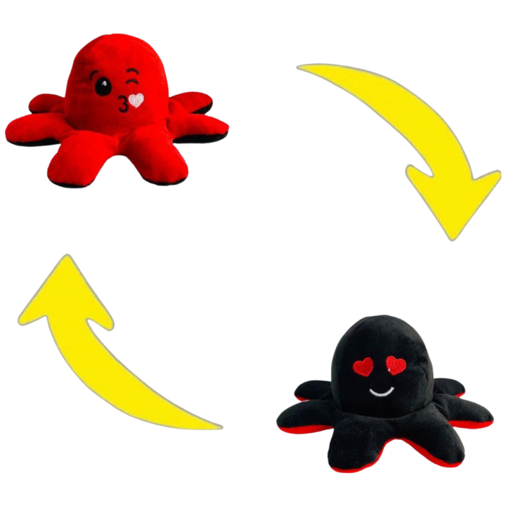 Double Sided Reversible Octopus Toy Reversible Plush Love Heart Mood ...