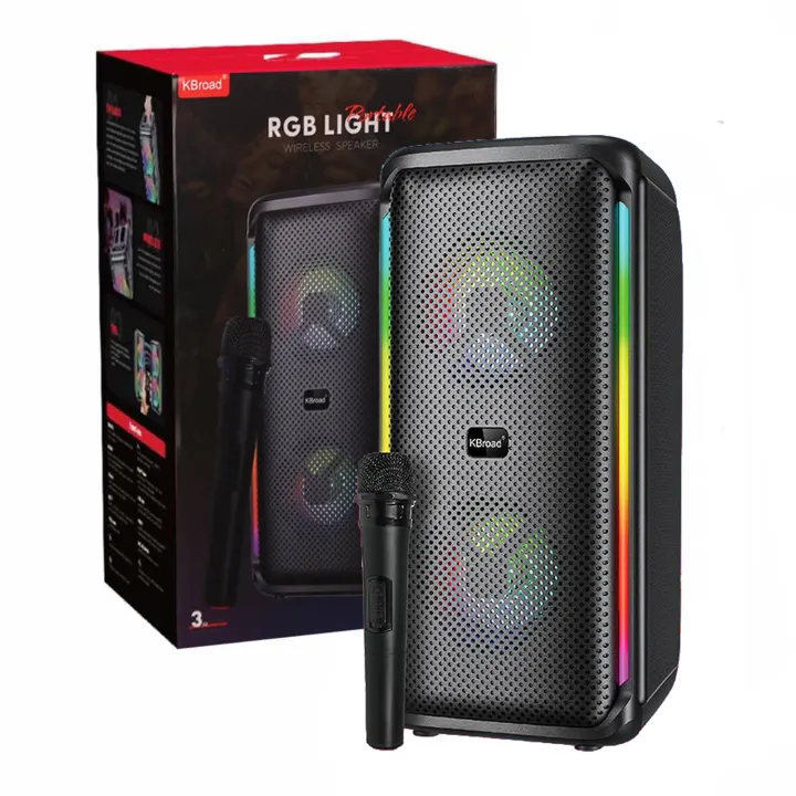 KTS-1972 2 x 3" Portable Wireless Bluetooth Speaker with Wireless Mic ...