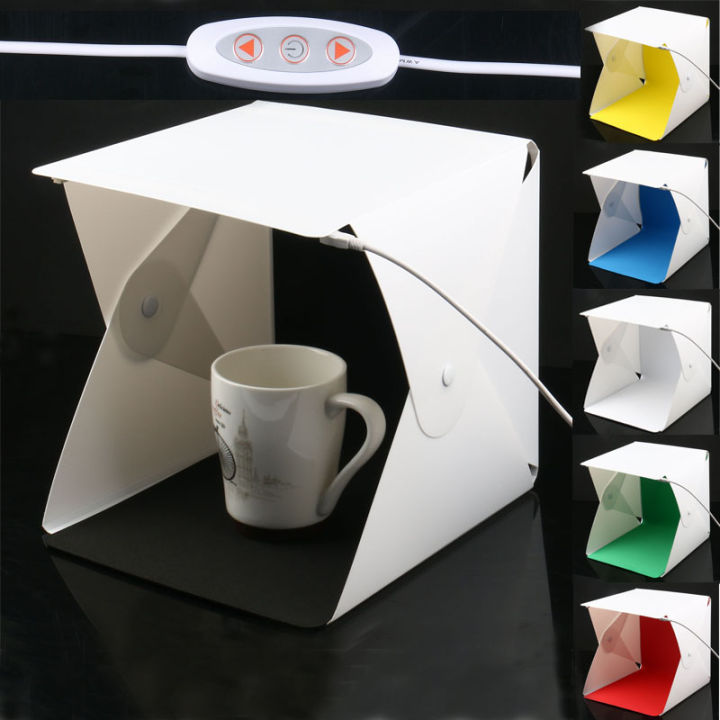 Portable 20*20cm Mini Folding Studio Diffuse Soft Box Lightbox 2 Led ...
