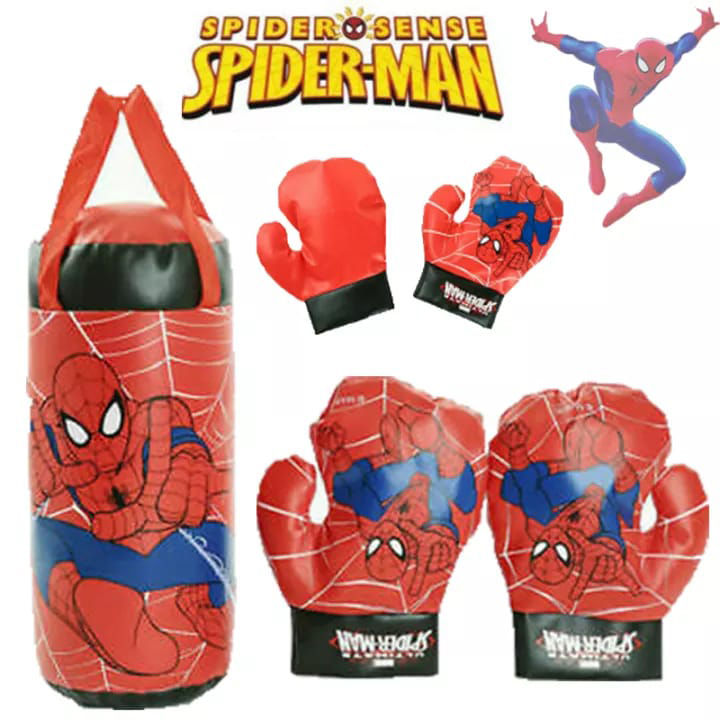Kids Spiderman Punching Bag With Gloves | Daraz.lk