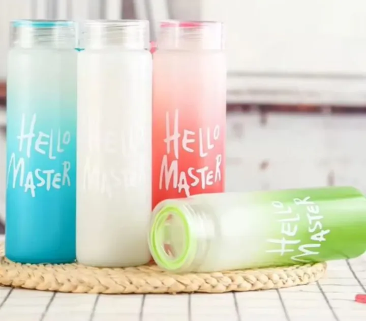 Glass Water Bottle Color Hello Master With Handle | Daraz.lk