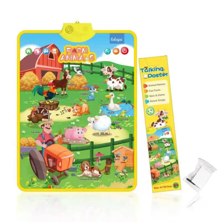Talking Poster Play Mat Farm Animal Sound Multi Function Learning Farm ...