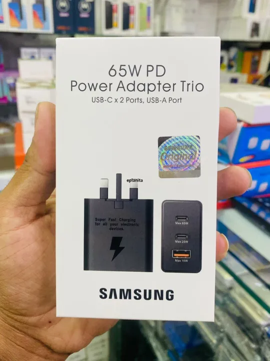 Samsung Power Adapter Trio 65W triple port Black Samsung Fast Charger ...