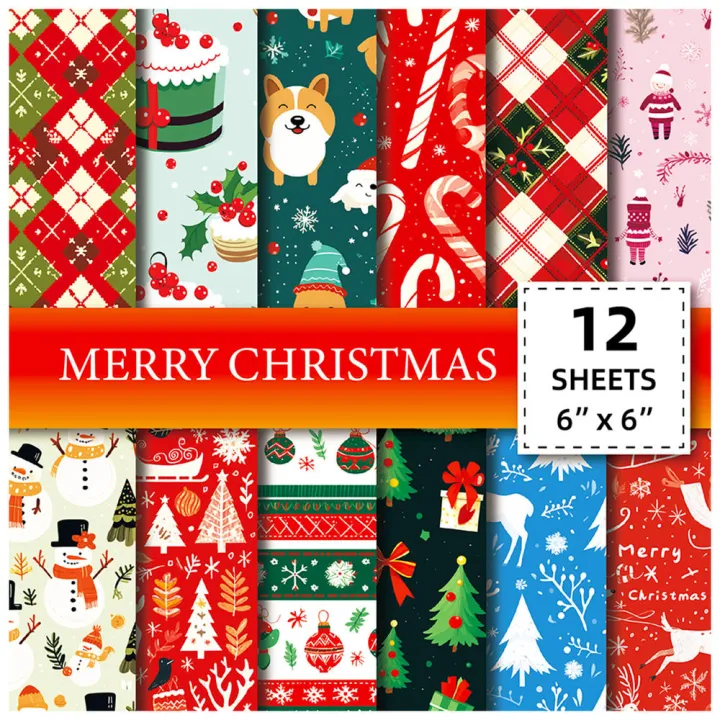 Cardstock Christmas Pattern Decorative Paper Creative 6 Inches 12pcs ...