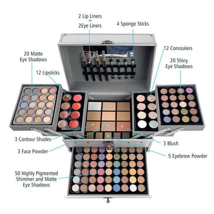 Makeup Set Box Eyeshadow Lip Blush Nail Polish Eyebrow Pencil Multi ...