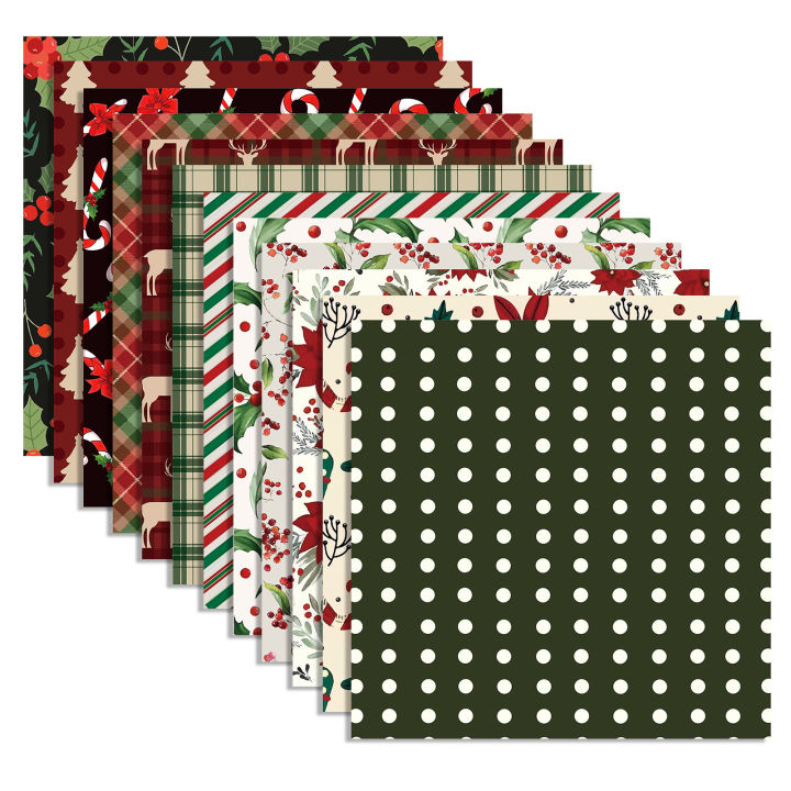 Christmas Pattern Cardstock Christmas Scrapbook Paper Set Festive ...