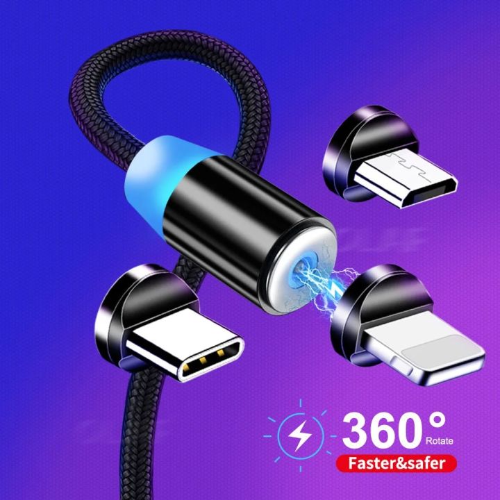 360°C Charge Cable Usb Type-c Micro 8 Pin Mobile Phone Charging For ...