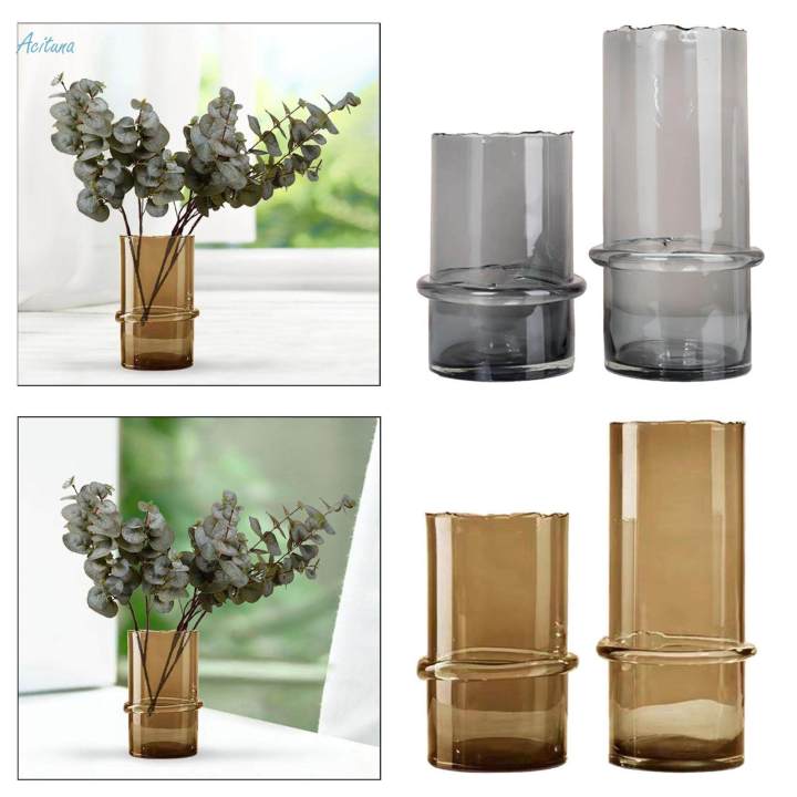 Glass Cylinder Vase Simple Flower Vase for Mantel Living Room Tabletop ...