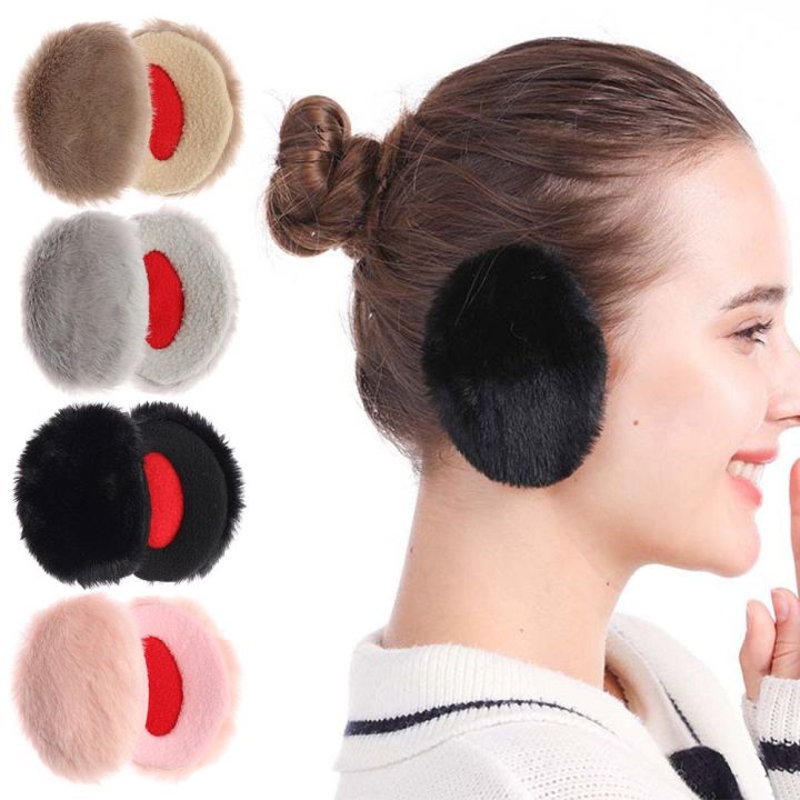 【HOT】 Thicken Bandless Ear Muffs Winter Warm Fleece Earmuffs Women Ear ...