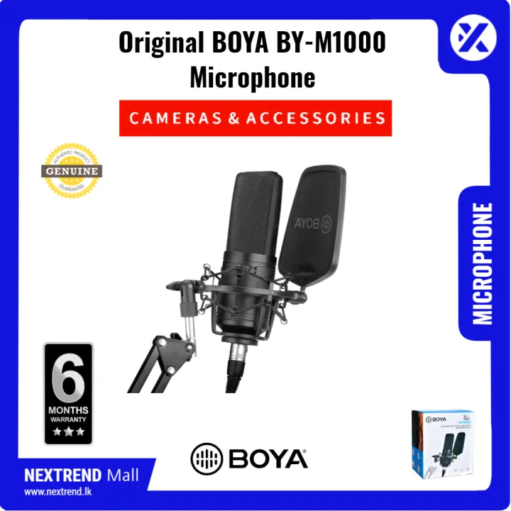 Original BOYA BY-M1000 Large Diaphragm Condenser Microphone 3 Polar Pattern Low-cut Filter ...