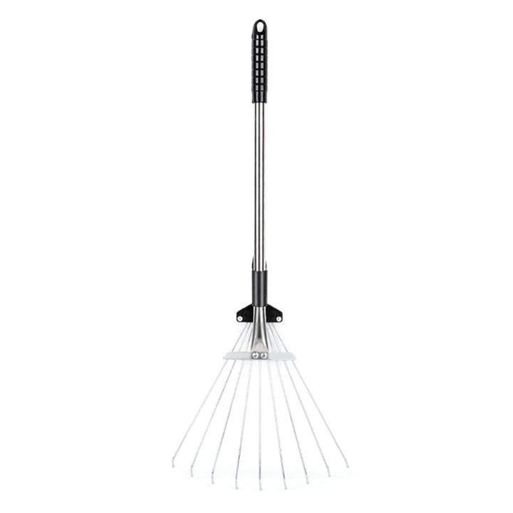 Likovie Stainless Steel Leaf Rake Adjustable Telescopic Metal Rake for ...
