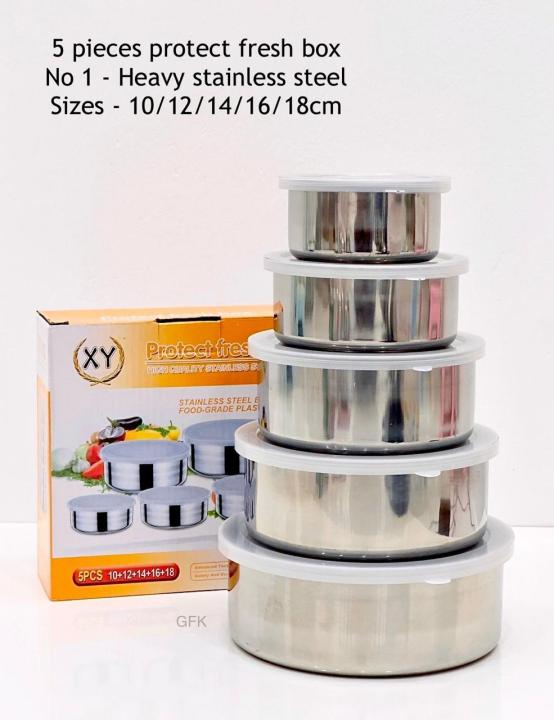 Protect Box Food Container Heavy Stainless Steel 5 Pcs Set Home Food ...