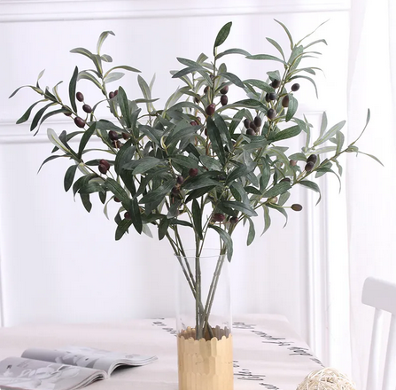 Artificial Olive Green Leaves Tree Branch with Fruit Simulative Plant ...