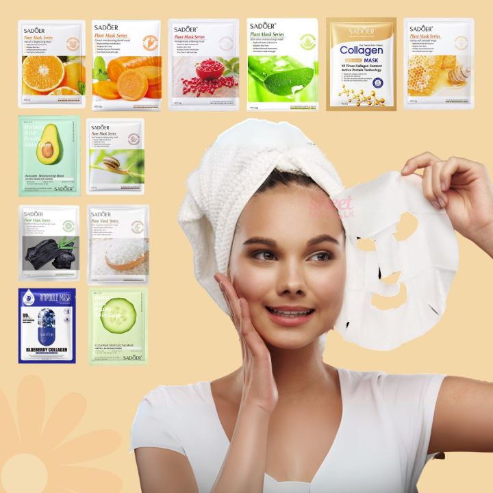 Sadoer 12 Flavours Natural Essence Face Mask (Organic Plant Facial ...