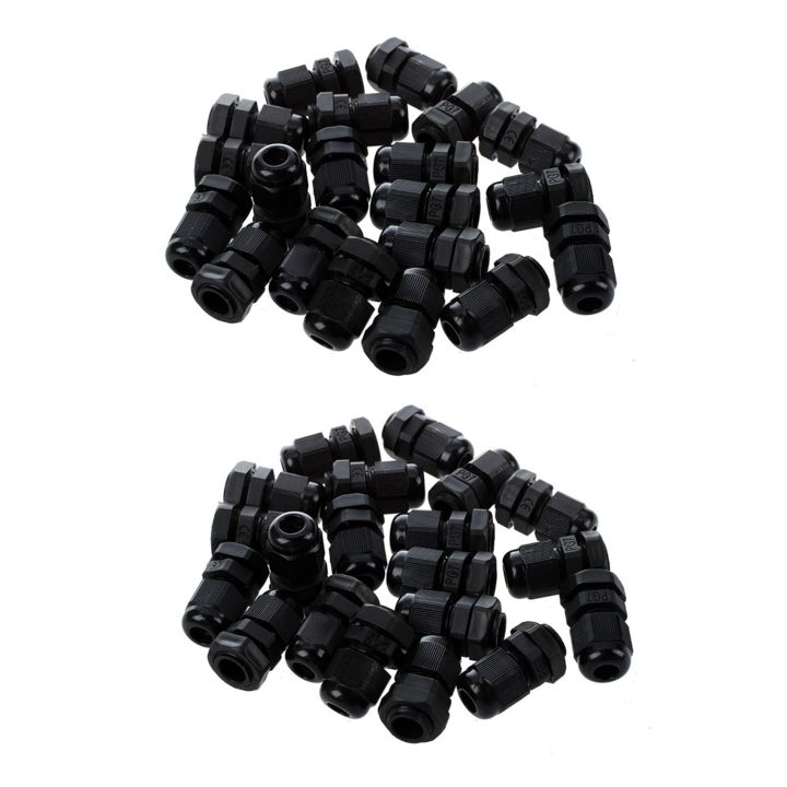 Spreeshop 40 Pieces Black Plastic Waterproof Cable Gland Connector PG7 ...