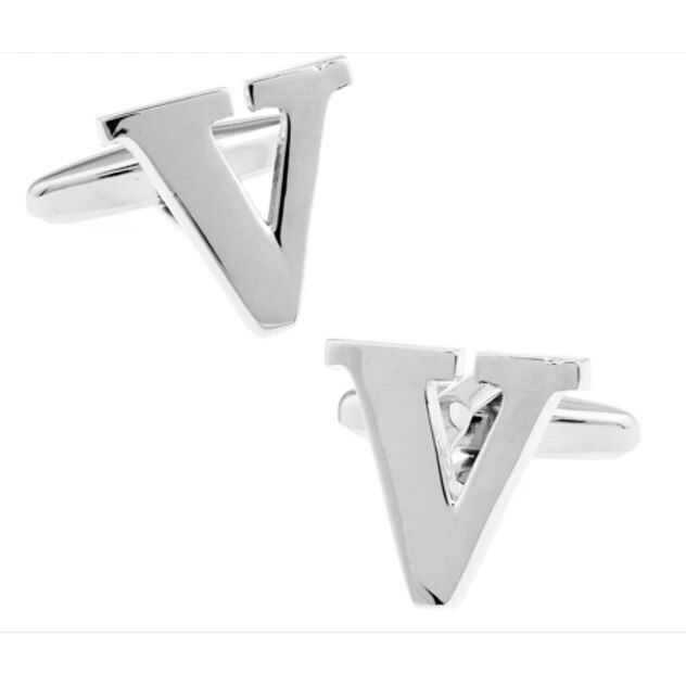 Shirt cuff cuf flink silvery letter V cuf flink copper material design ...