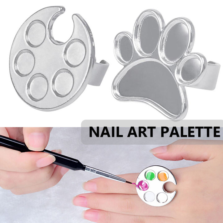 Mini Nail Art Color Palette Mixing Ring, Cute Footprint Design for ...