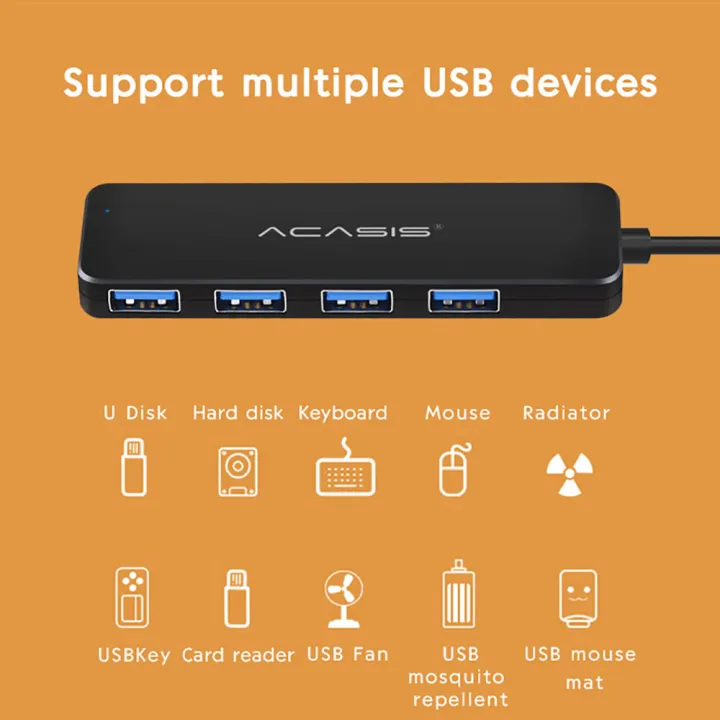 【EleganceWorld】Acasis USB 3.0 Hub 4 Port Multi USB Hub 2.0 with Power ...