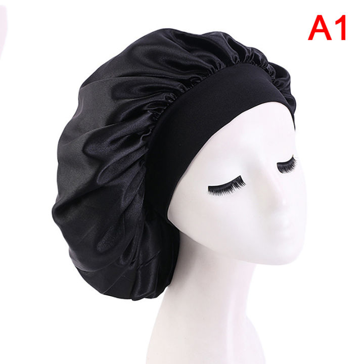 Fashion Big Size Satin Silk Bonnet Sleep Night Cap Head Cover Bonnet ...