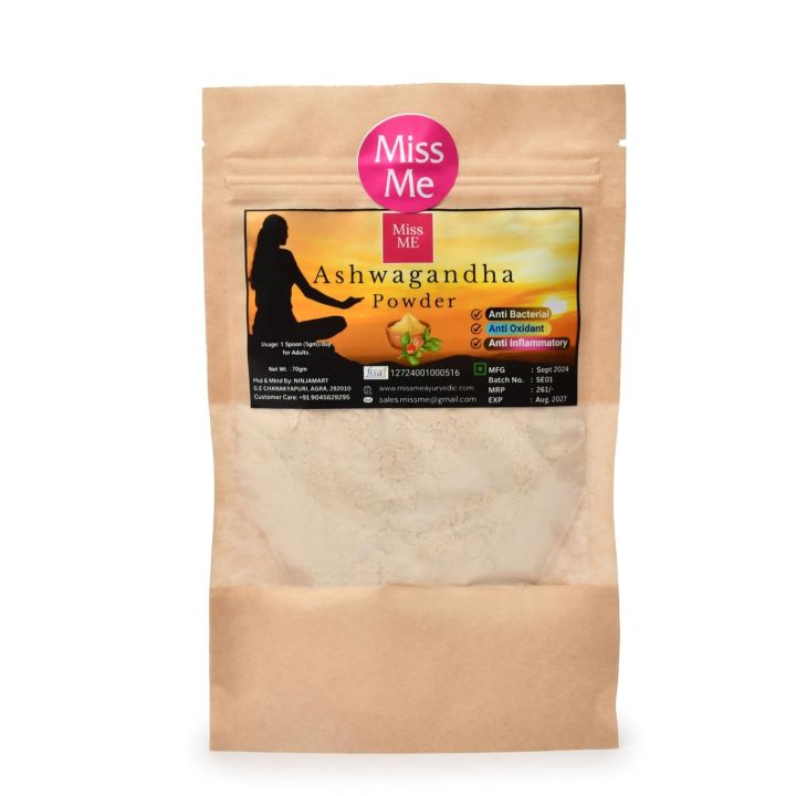 Miss Me Ashwagandha Root Powder (70 Grams)|Pure|Natural|Helps Fight ...