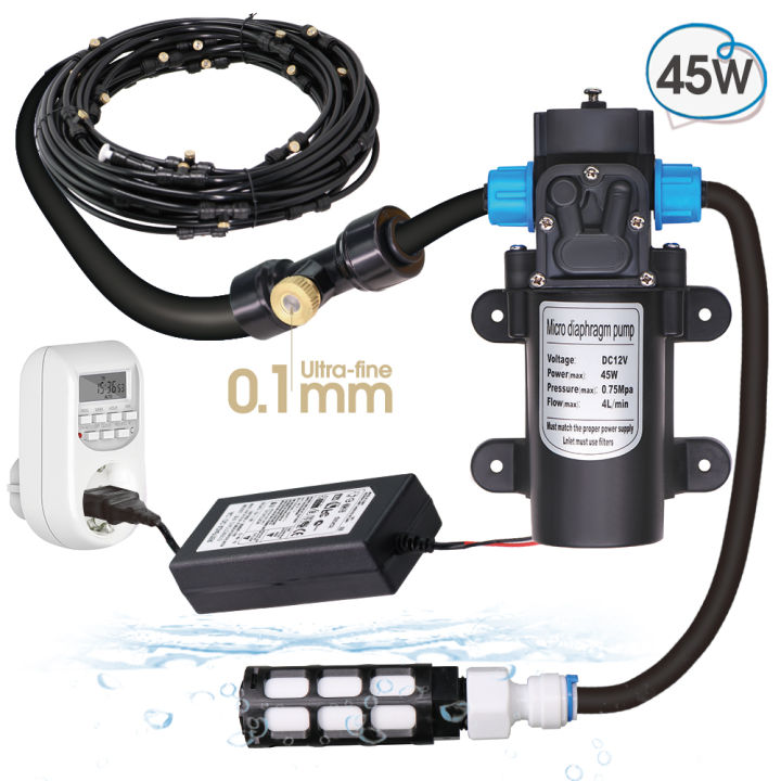 45w 0.1mm Aperture Brass Nozzles Self-Priming Pump Misting Cooling ...