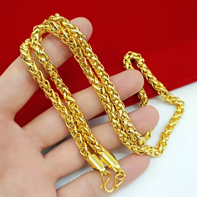 Luxury Gold Color Cubic Chain 24K 100% Same Color KISS FLOWER NK29 Fine ...