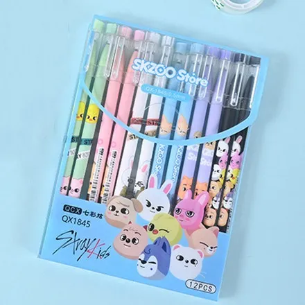 12 pcs/Box KPOP Stray Kids Skzoo Gel Pens Fine Point Cute Cartoon Chool ...