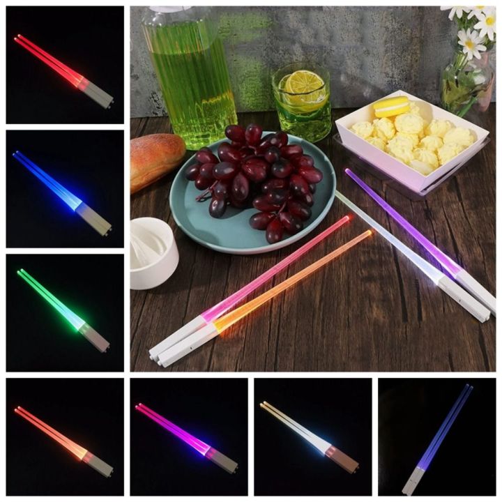 1pair Multifunctional LED Light Up Chopsticks Colorful Bright Glowing ...