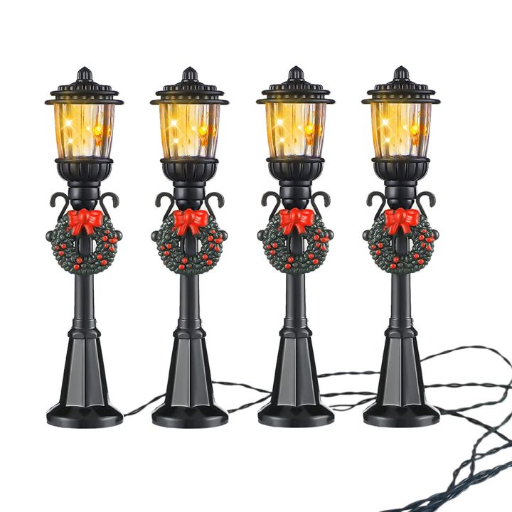 4 Pcs Mini Christmas Lamp Post Train Lamp for DIY Dollhouse Village ...