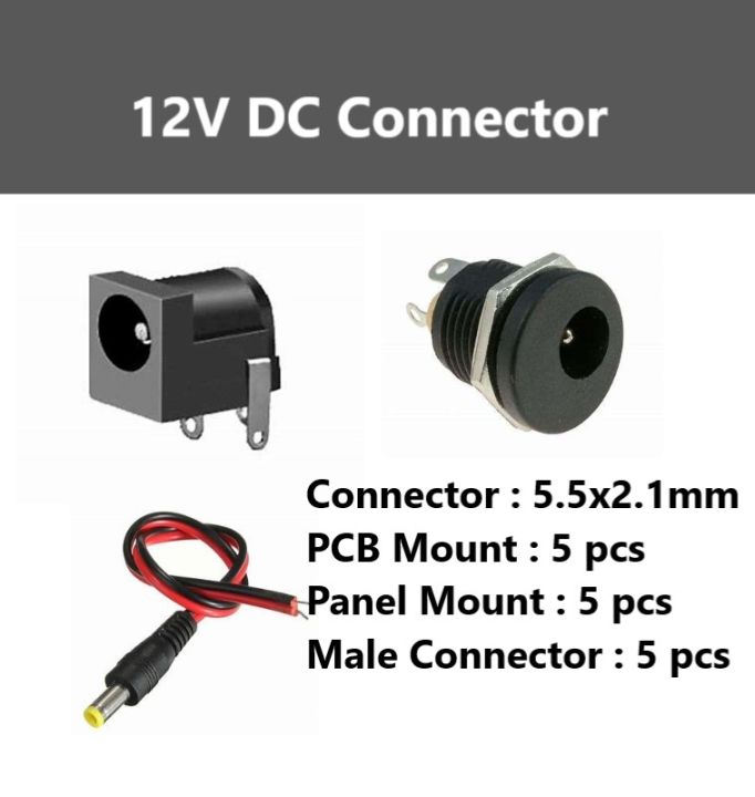 12V DC Connector -Panel Mount & PCB Mount | Daraz.lk