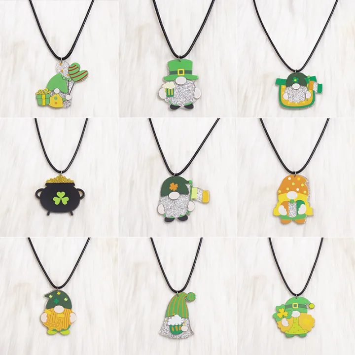 【Grand Sale】St. Patrick's Day Clover Dwarf Pendant Clavicle Women's ...